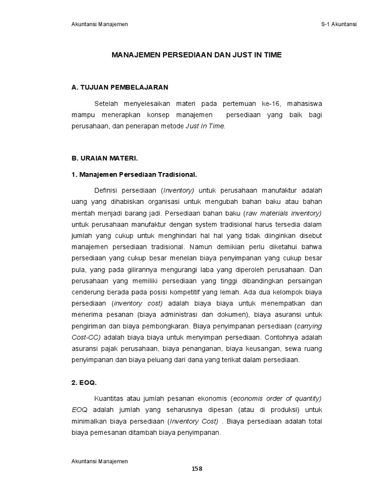 Manajemen Persediaan & JIT | PDF | Pengelolaan Keuangan & Uang ...