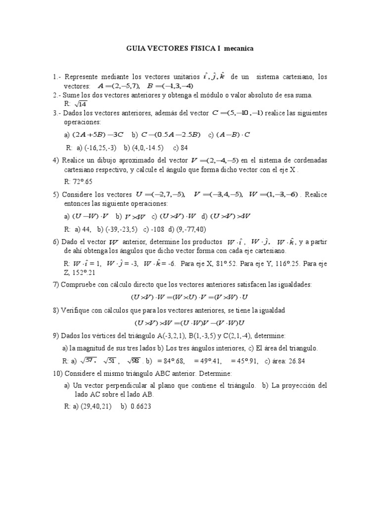 GUIA VECTORES FISICA I Mecanica | PDF | Triángulo | Vector Euclidiano