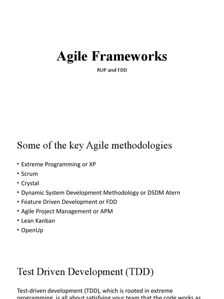 Agile Frameworks Scrum Kanban Tdd Pdf Scrum Software