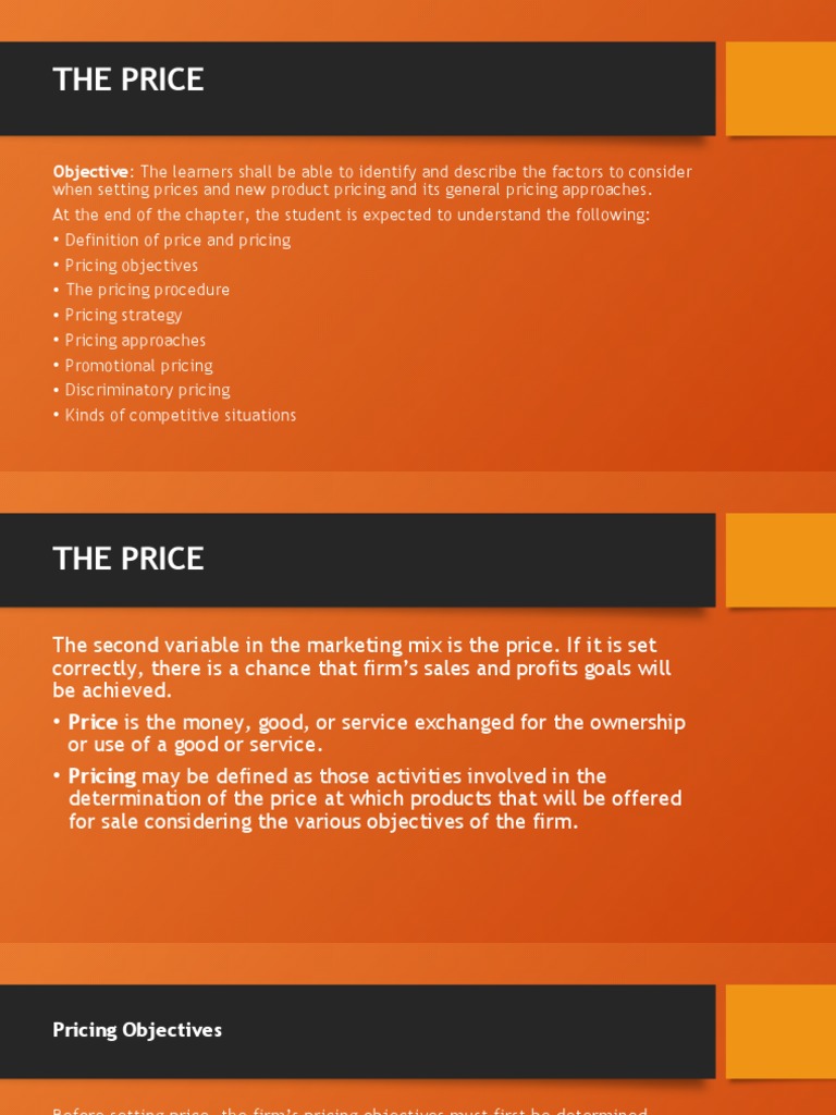 The Price: Objective: The Learners Shall Be Able To Identify and ...