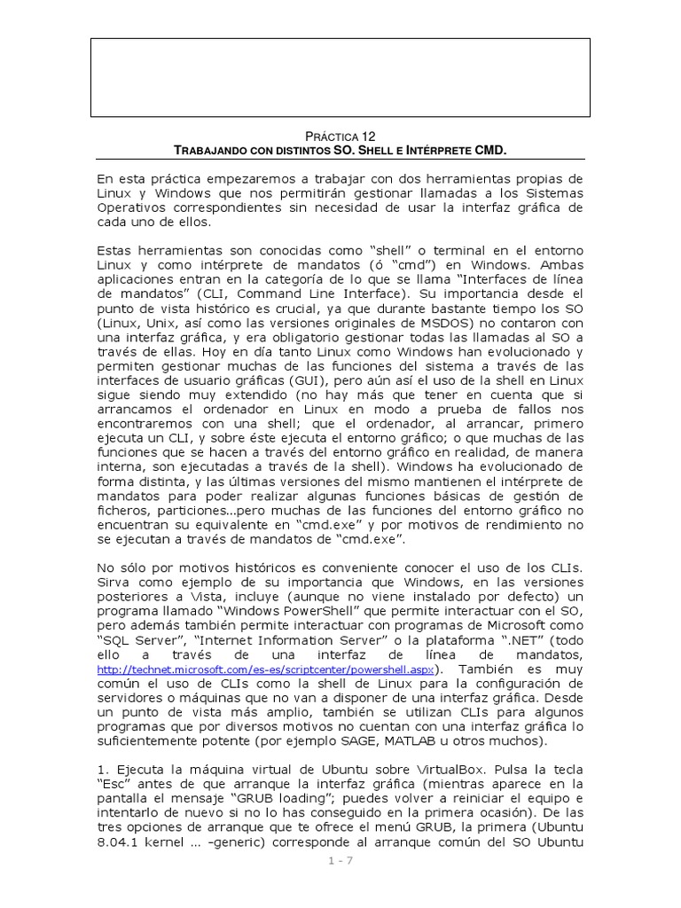 Practica 12 | PDF | Interfaz de línea de comando | Interfaces gráficas de usuario