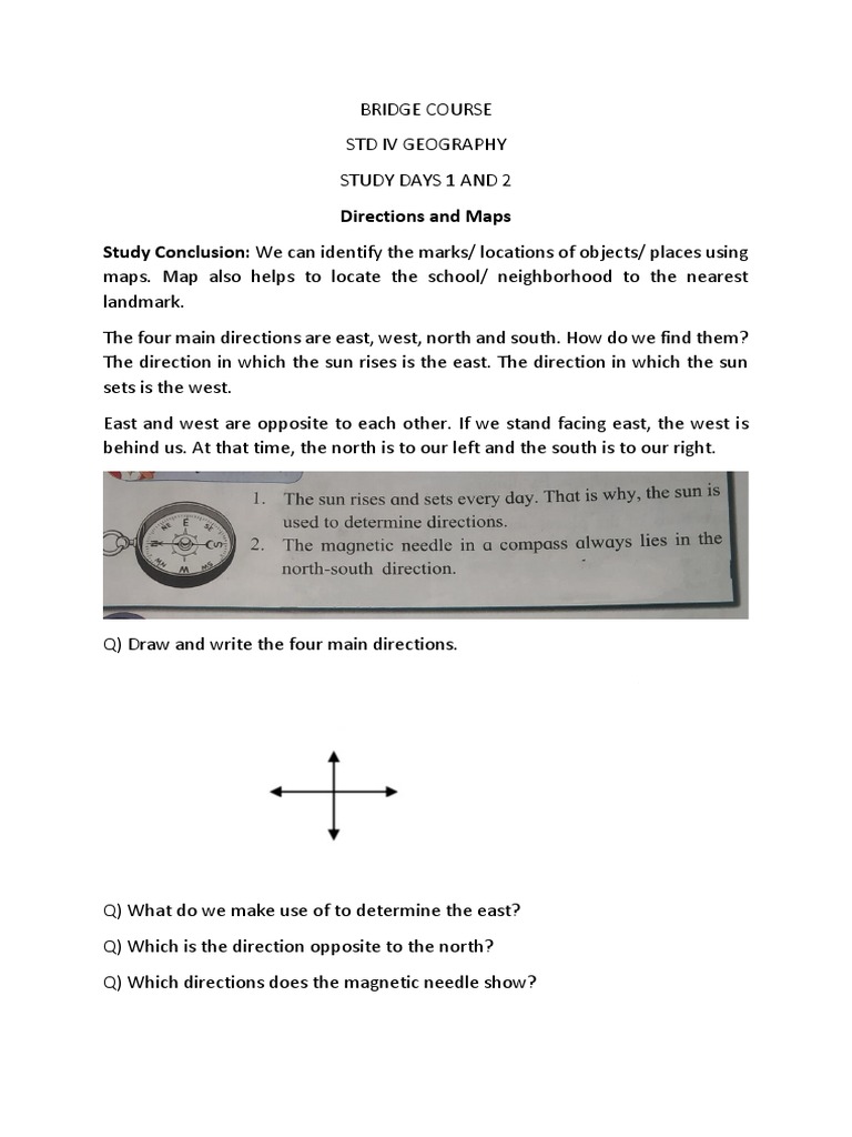Directions and Maps for Std IV | PDF | Map | Science