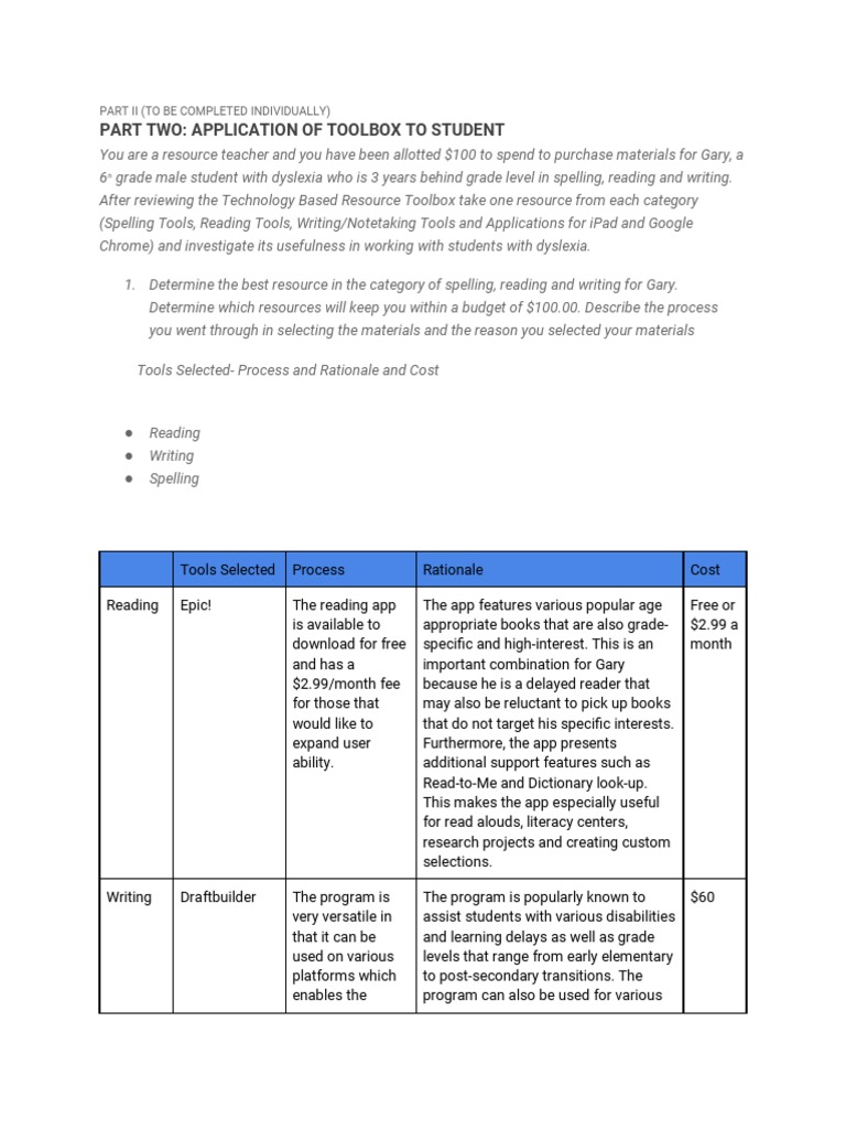 Part Two: Application of Toolbox To Student | PDF | Teachers | Multimedia