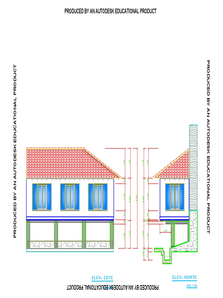 Produced by An Autodesk Educational Product: Elev. Norte Elev. Este | PDF