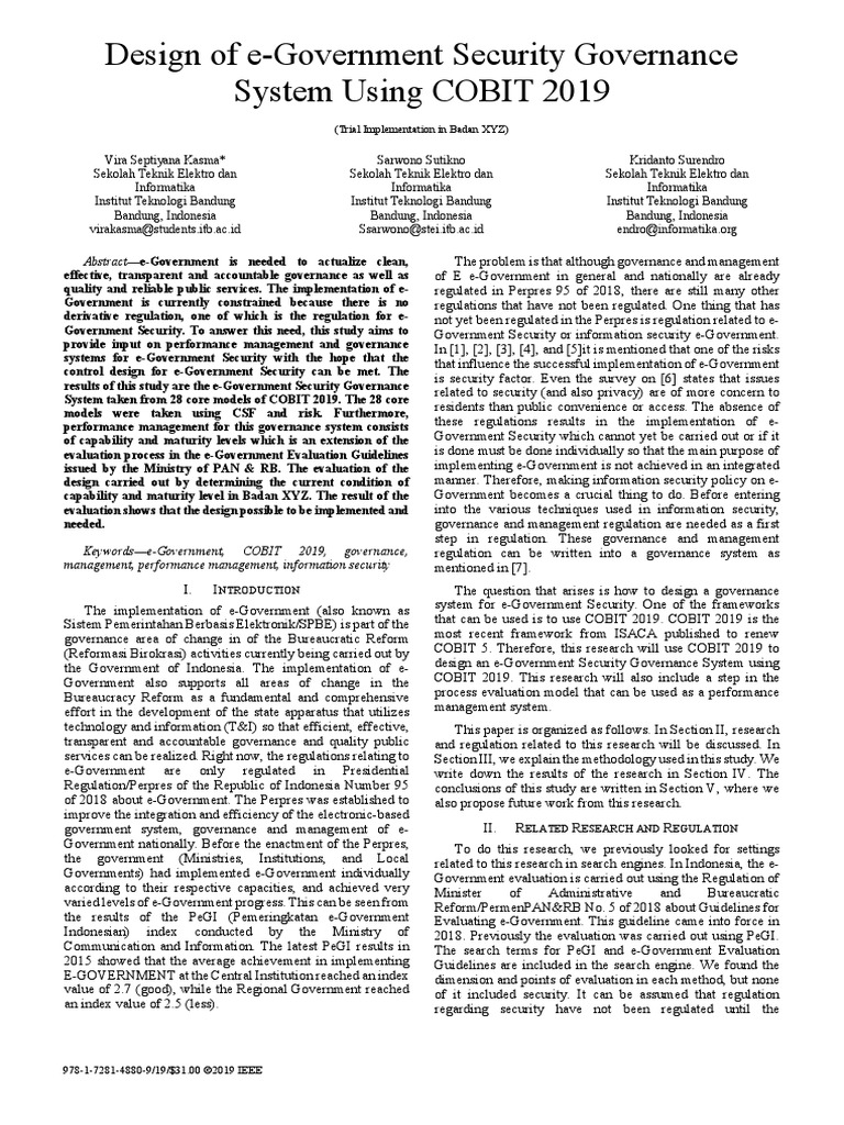 Design of E-Government Security Governance | PDF | E Government ...