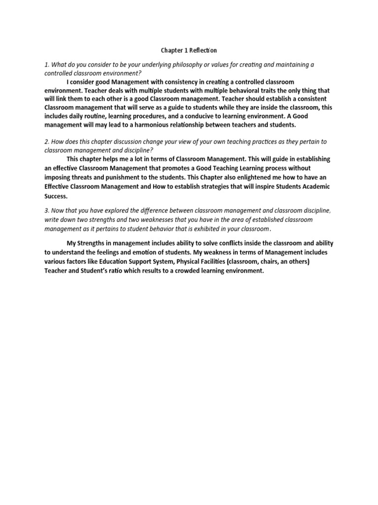 Chapter 1 Reflection | PDF