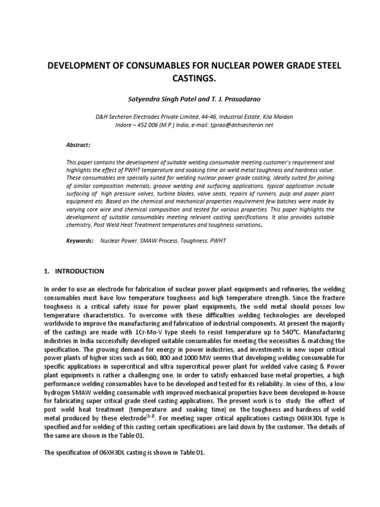 Nuclear Steel Welding Consumables | PDF | Welding | Construction