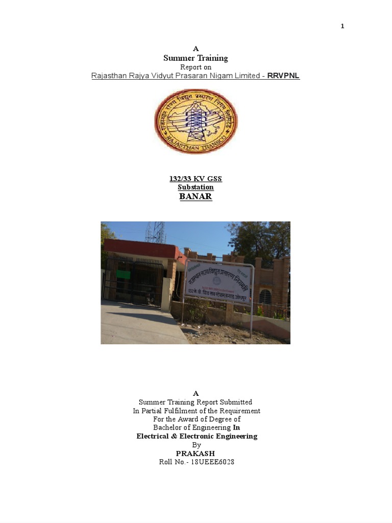 Summer Training at 132 KV GSS Banar | PDF