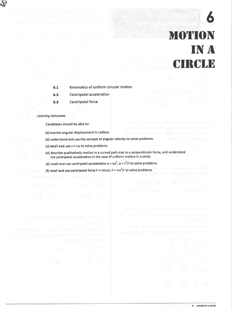 A Level Motion in Circle Questions WTH Answers | PDF