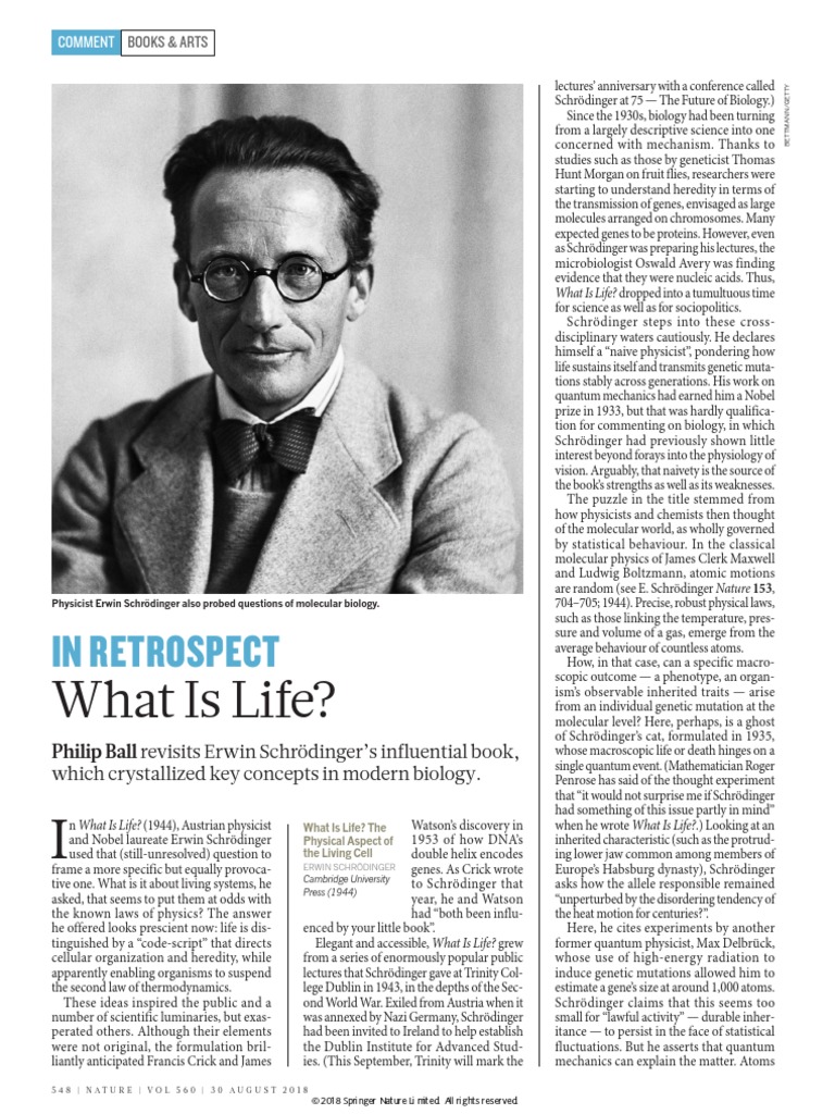 What Is Life?: in Retrospect | PDF | Science | Biology