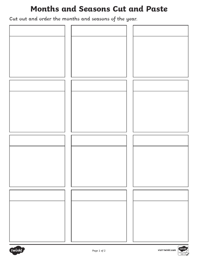 Au N 542 Months and Seasons Cut and Paste Activity Sheet | PDF