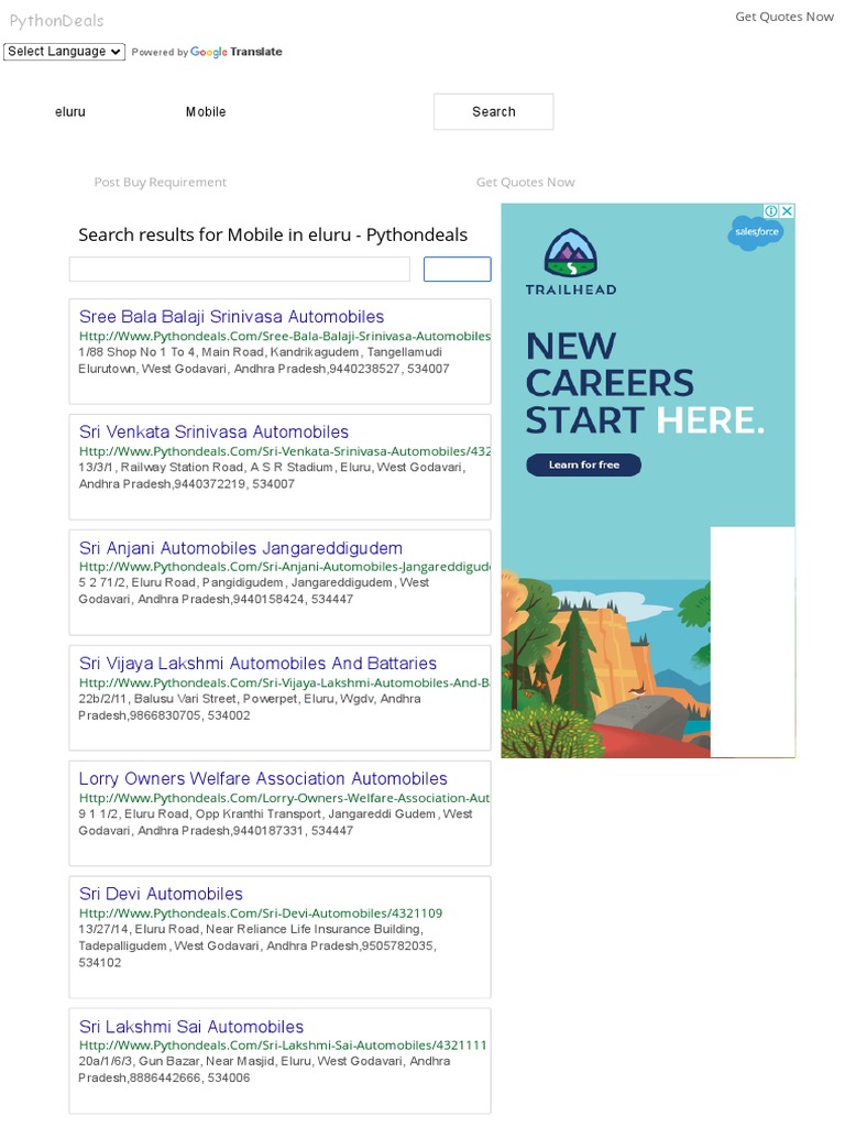 List of Mobile in Eluru - Pythondeals3 | PDF