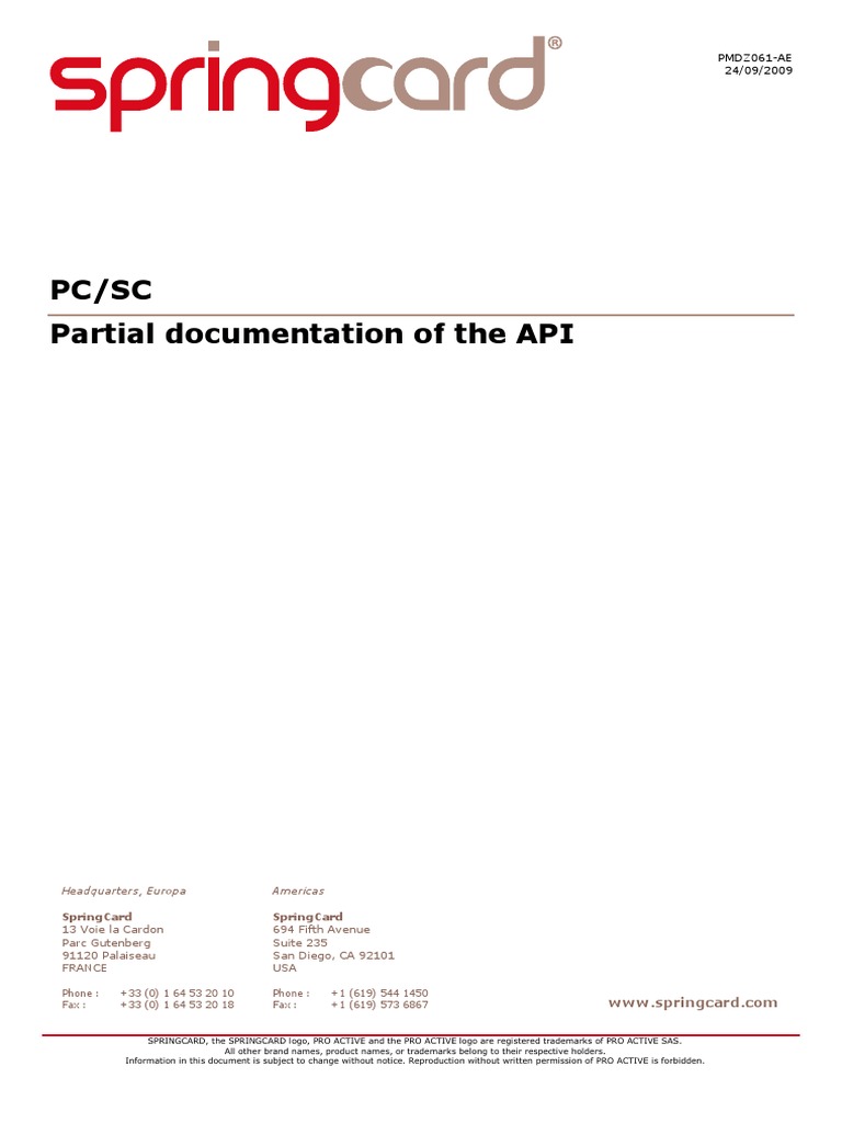 PC/SC Partial Documentation of The API: PMDZ061-AE 24/09/2009 | PDF ...