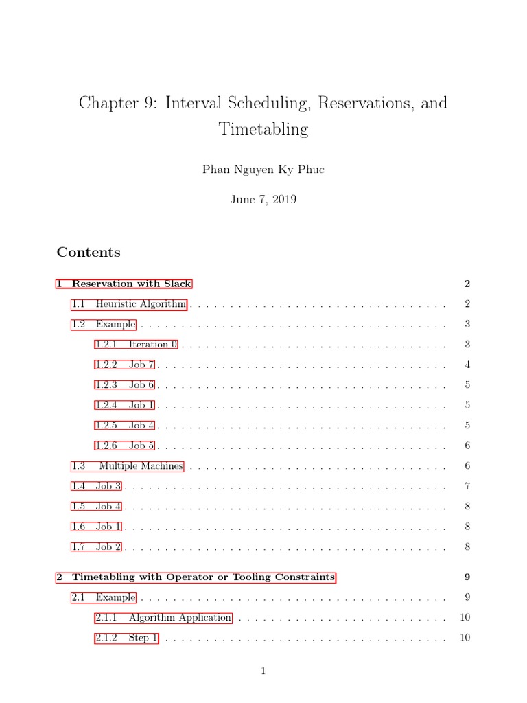 Chapter 9: Interval Scheduling, Reservations, and Timetabling | PDF ...