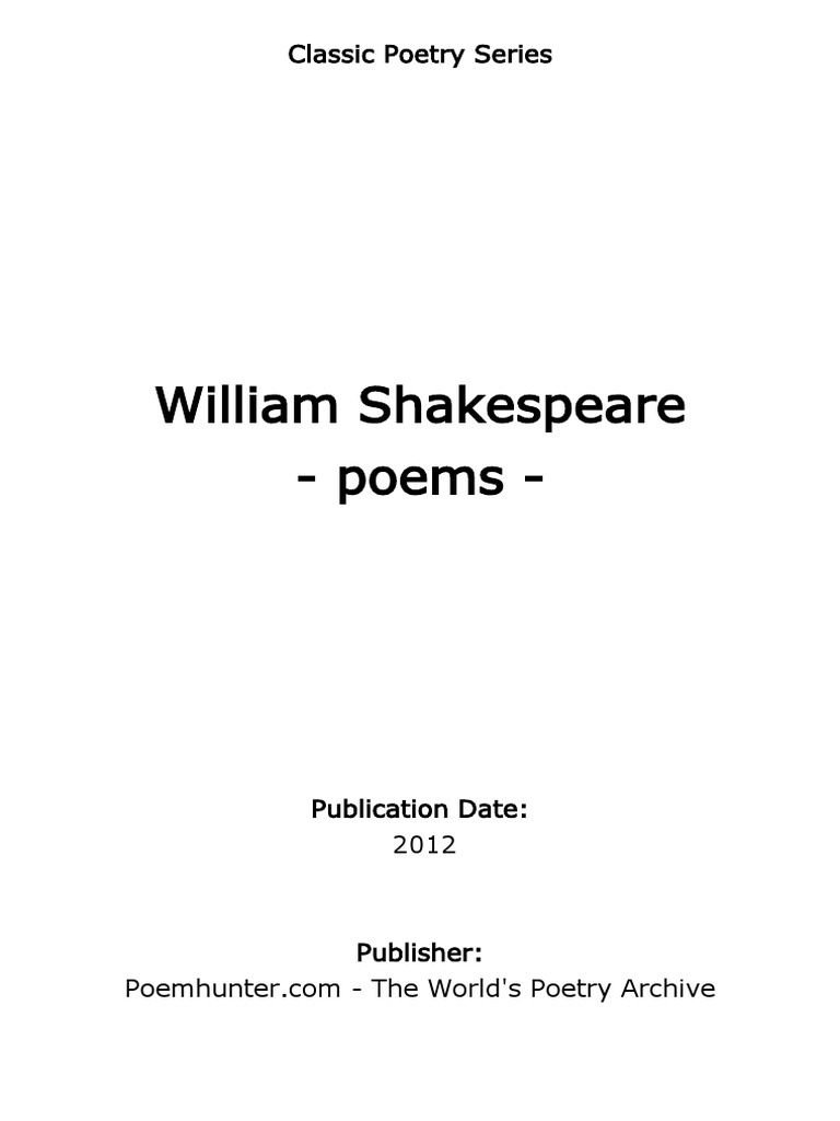 William Shakespeare Poems | Download Free PDF | William Shakespeare ...