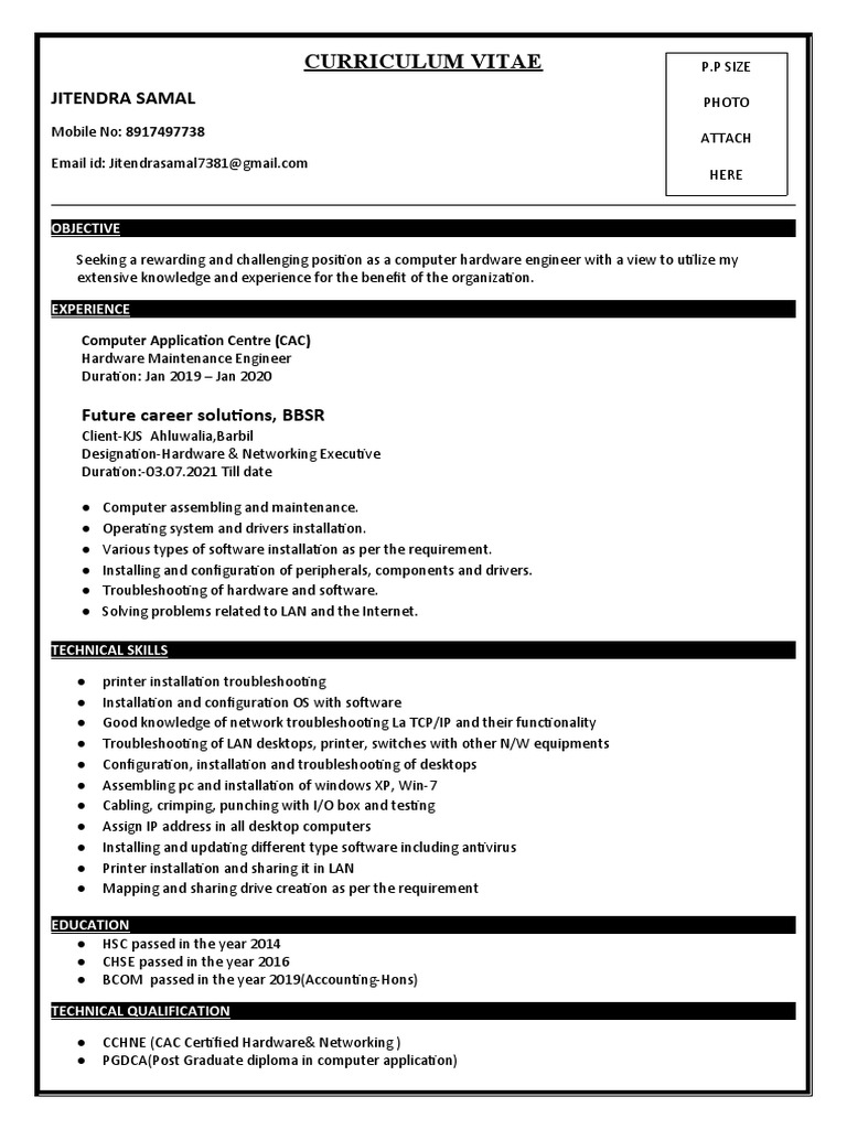 Curriculum Vitae: Jitendra Samal | PDF | Local Area Network | Computer ...