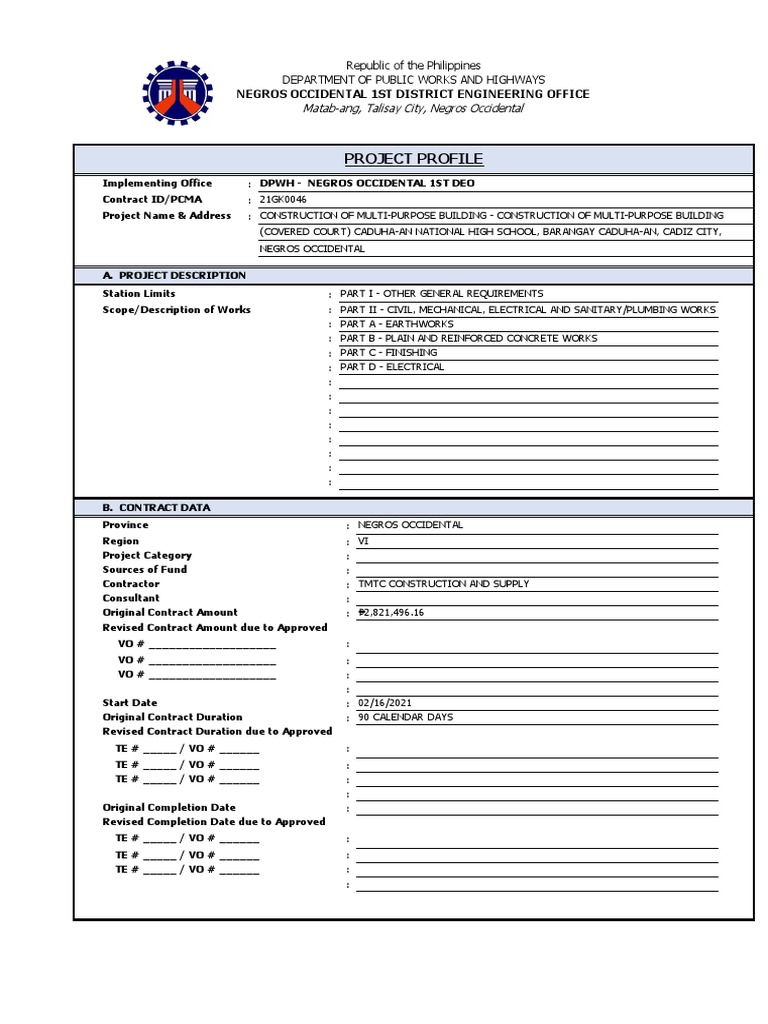 21GK0046 - Project Profile | PDF | Engineering | Economic Sectors