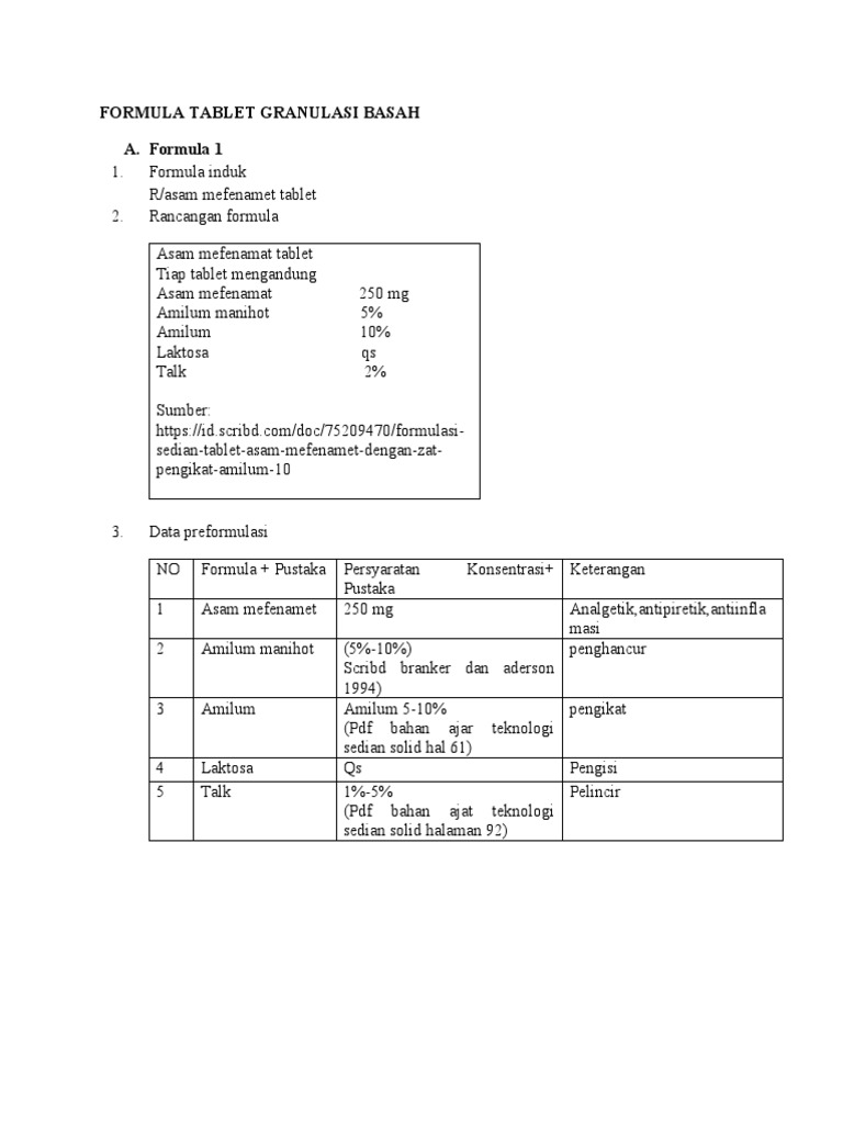 Formula Tablet Granulasi Basah-2 | PDF
