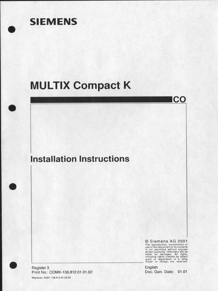 Multix Compact K-01 Installation | PDF