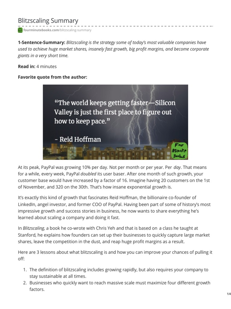 Blitzscaling Summary | PDF | Startup Company | Small Business ...