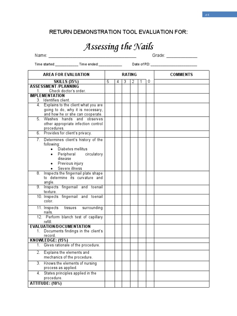 Assessing The Nails: Return Demonstration Tool Evaluation For | PDF ...