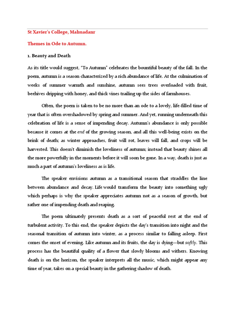 Themes in Ode To Autumn | PDF