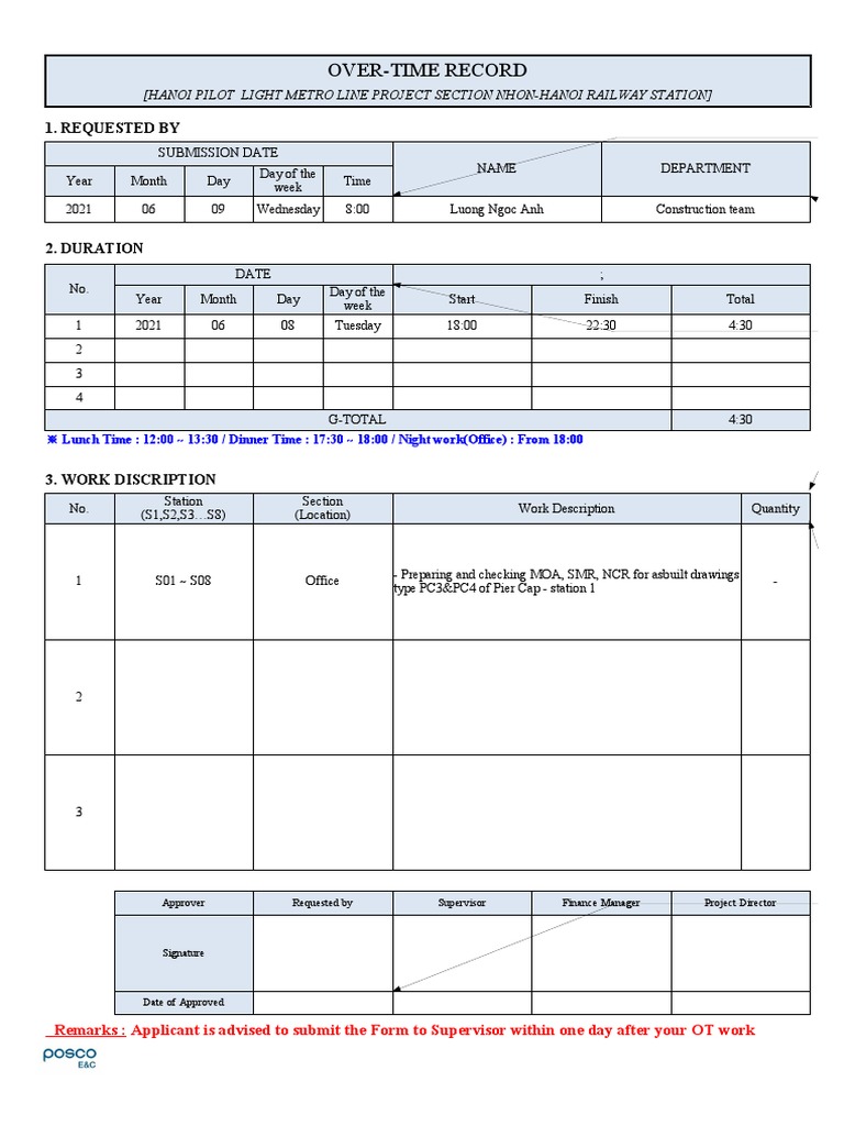 OT Claim - CP2 - Form 08.06.2021 | PDF | Transport