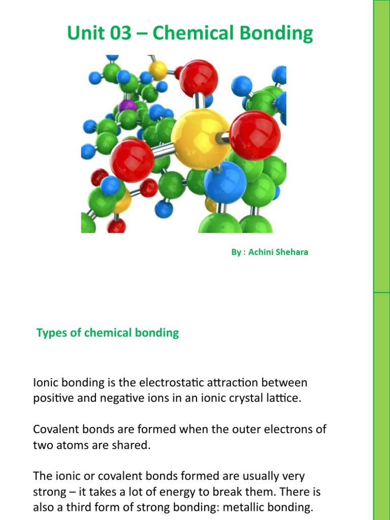 Unit 3 - Chemical Bonding | PDF | Intermolecular Force | Chemical Bond