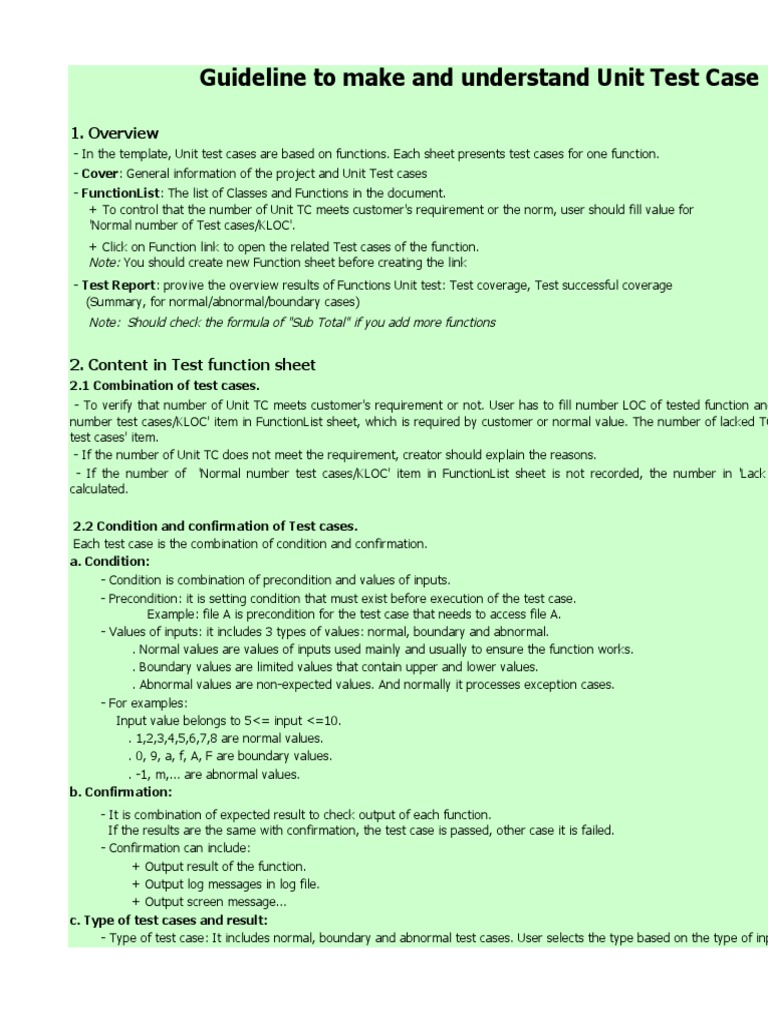 Guideline To Make and Understand Unit Test Case: 1. Overview | PDF ...