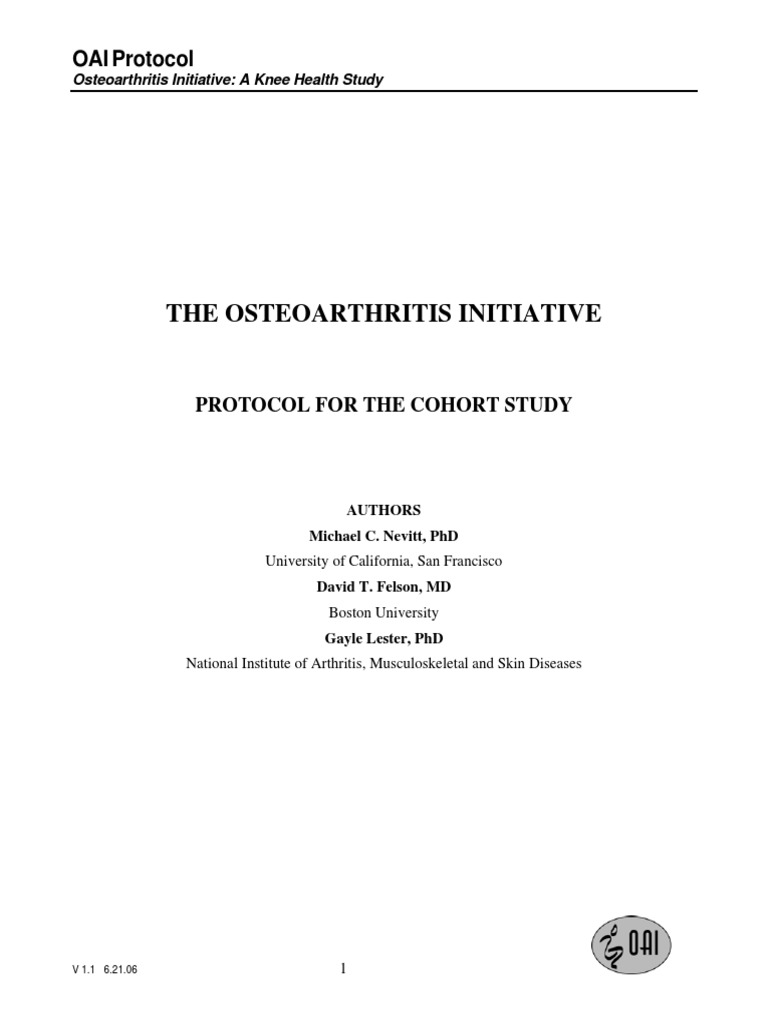 Study Design Protocol&Appendices | PDF | Osteoarthritis | Biomarker
