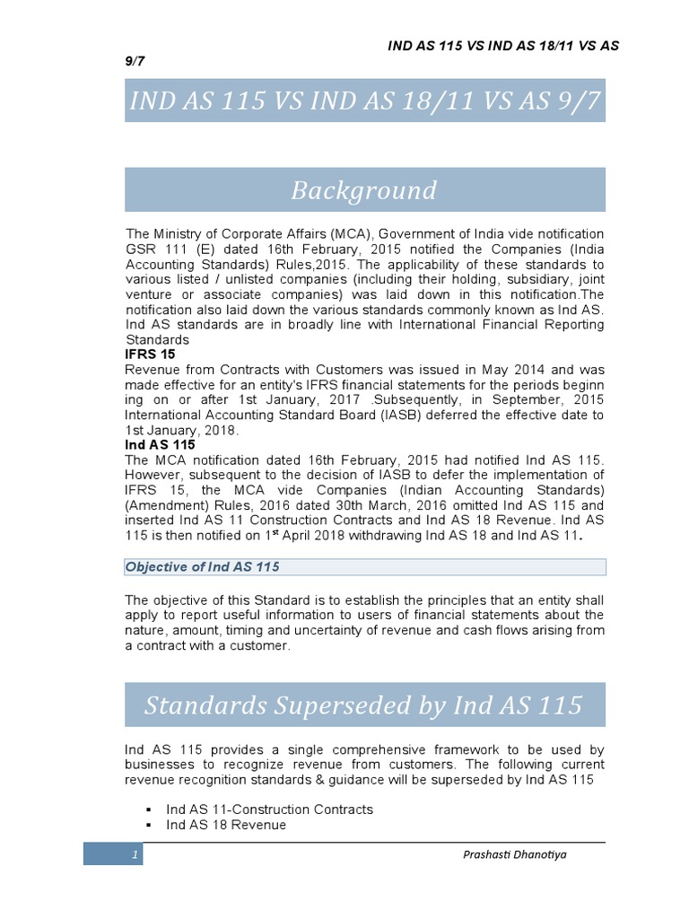 Ind As 115 VS Ind As 18 | PDF | International Financial Reporting ...