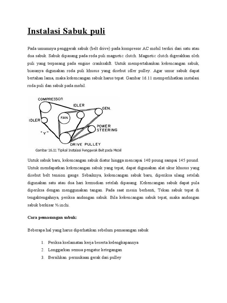 Instalasi Sabuk Puli | PDF