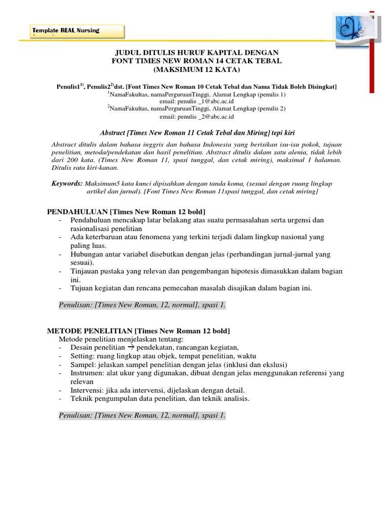Judul Ditulis Huruf Kapital Dengan Font Times New Roman 14 Cetak Tebal ...