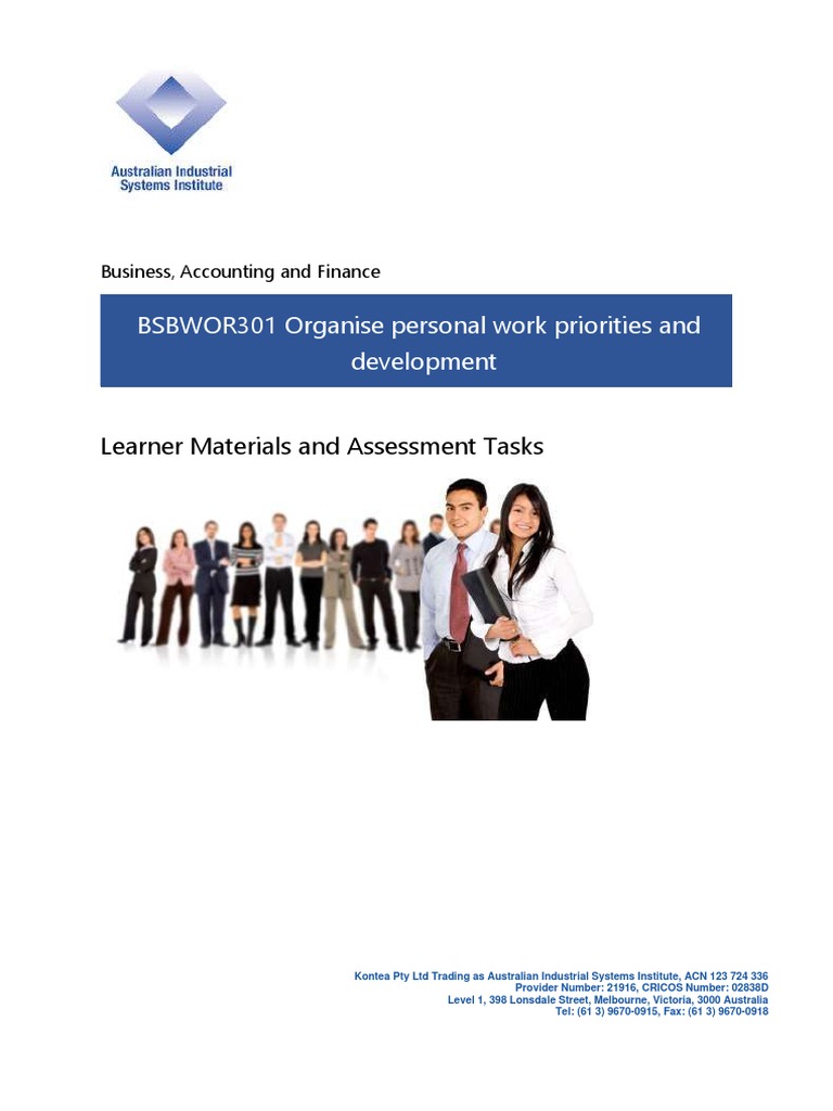 BSBWOR301 Organise Personal Work Priorities Anddevelopment | PDF ...