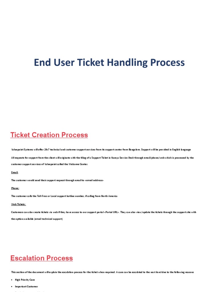 End User Ticket Handling Process and Email Templates for Valuepoint ...