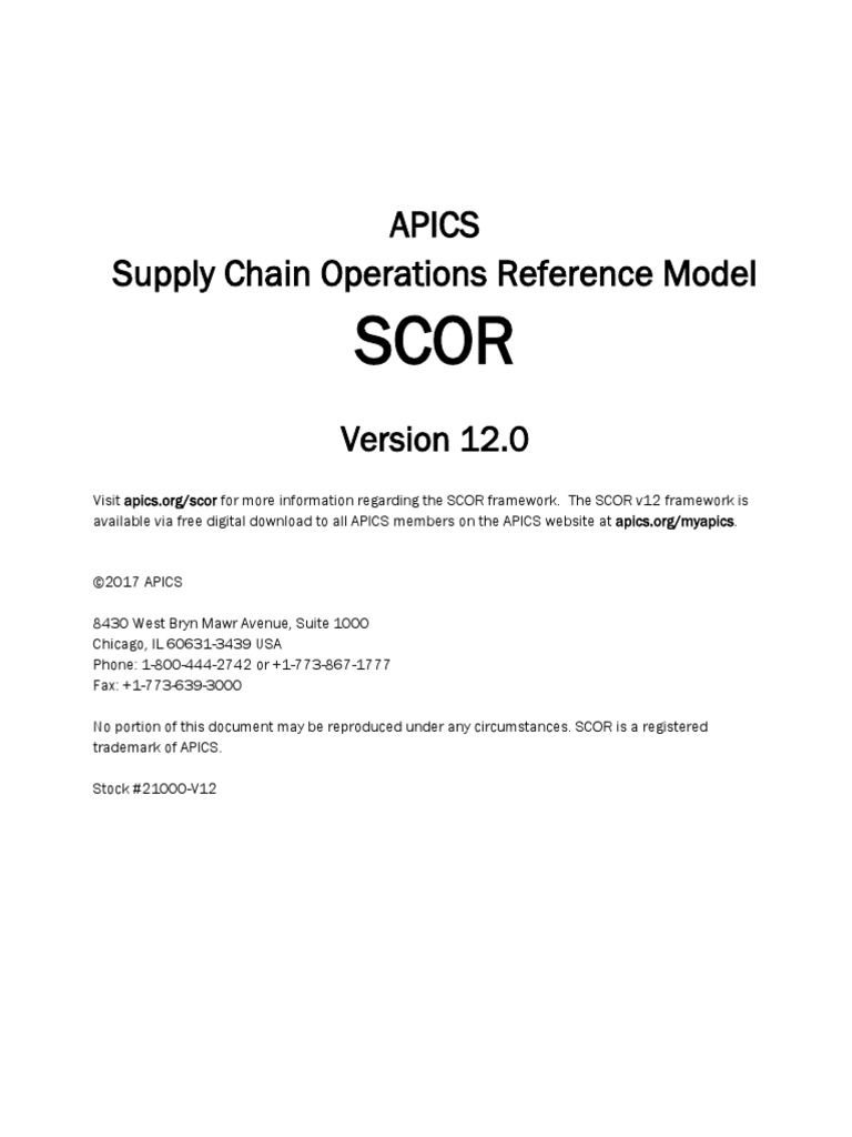 Supply Chain Operations Reference Model SCOR Version 12.0 | PDF | Supply Chain | Business ...