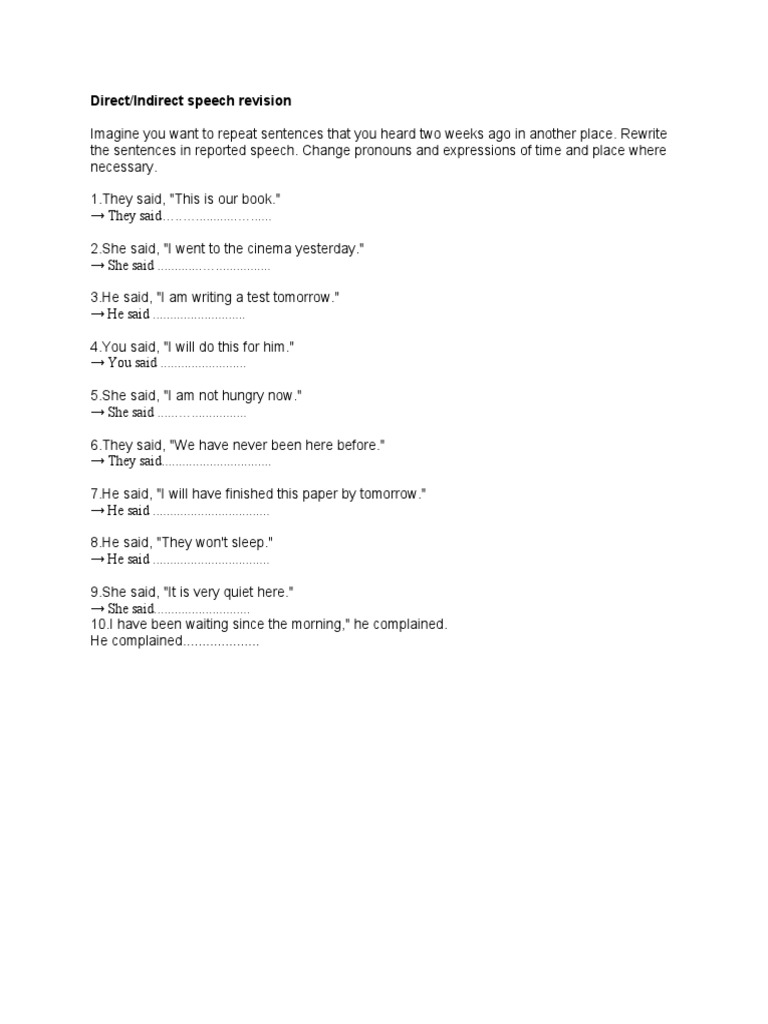 Direct-Indirect Speech Revision | PDF