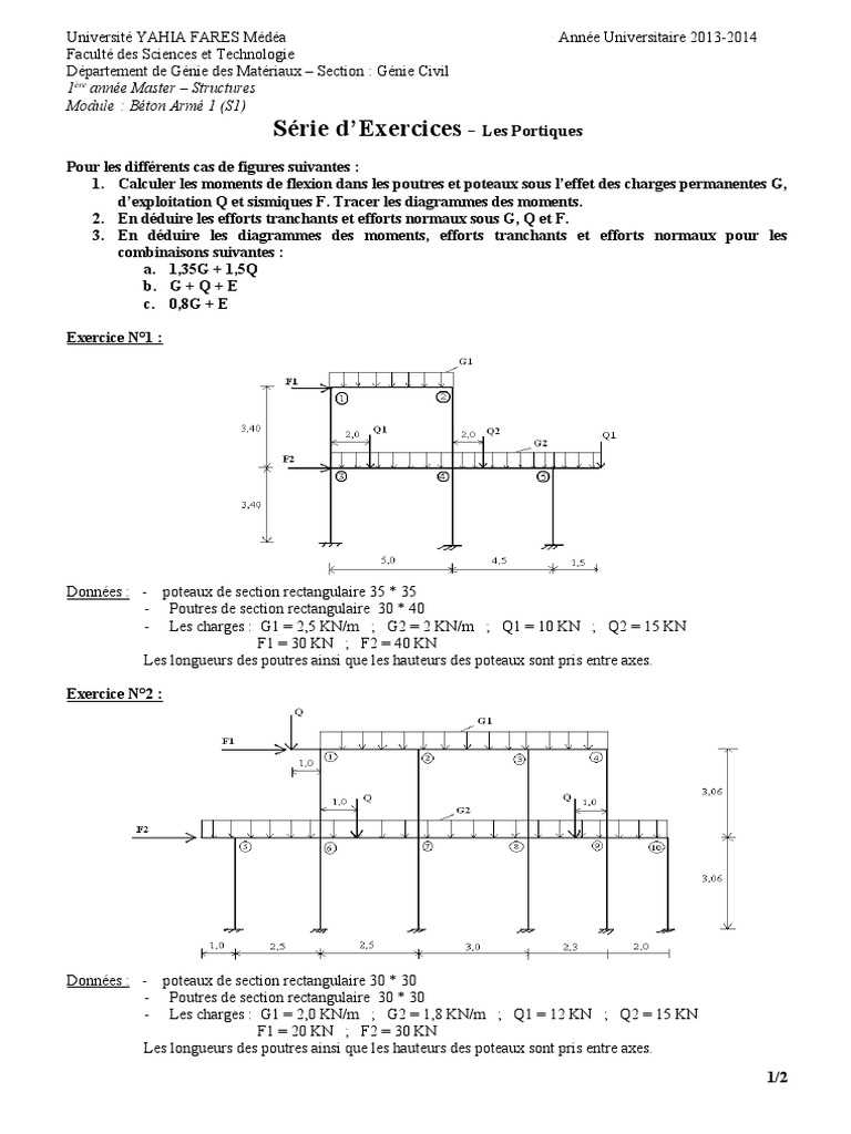 Exercices Béton Armé: Portiques | PDF
