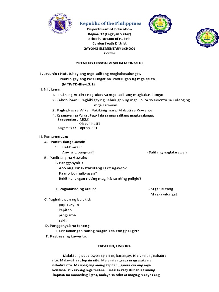 Detailed Lesson Plan in MTB | PDF