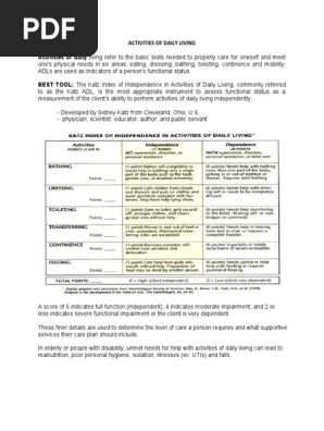 PDF) ACTIVITIES OF DAILY LIVING (ADL) ASSESSMENT A Measure, 52% OFF