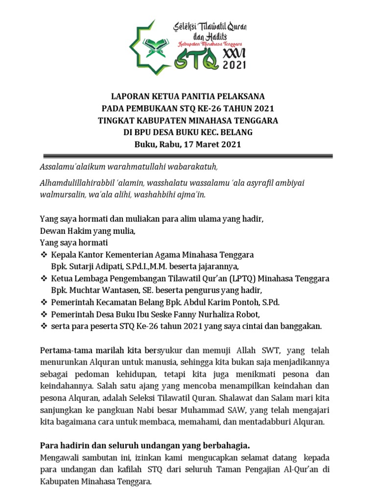 Kata-Sambutan-Ketua Panitia STQ Ke-26 | PDF