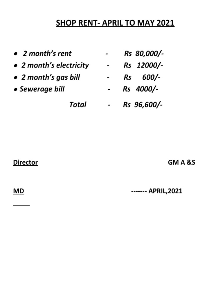 Shop Rent and Bills Summary 2021 | PDF | Finance & Money Management ...