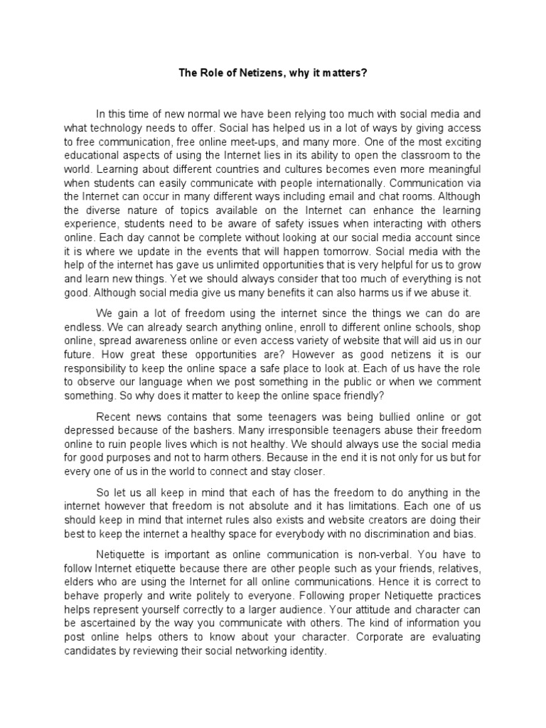 The Role of Netizens | PDF | Social Media | Popular Culture & Media Studies