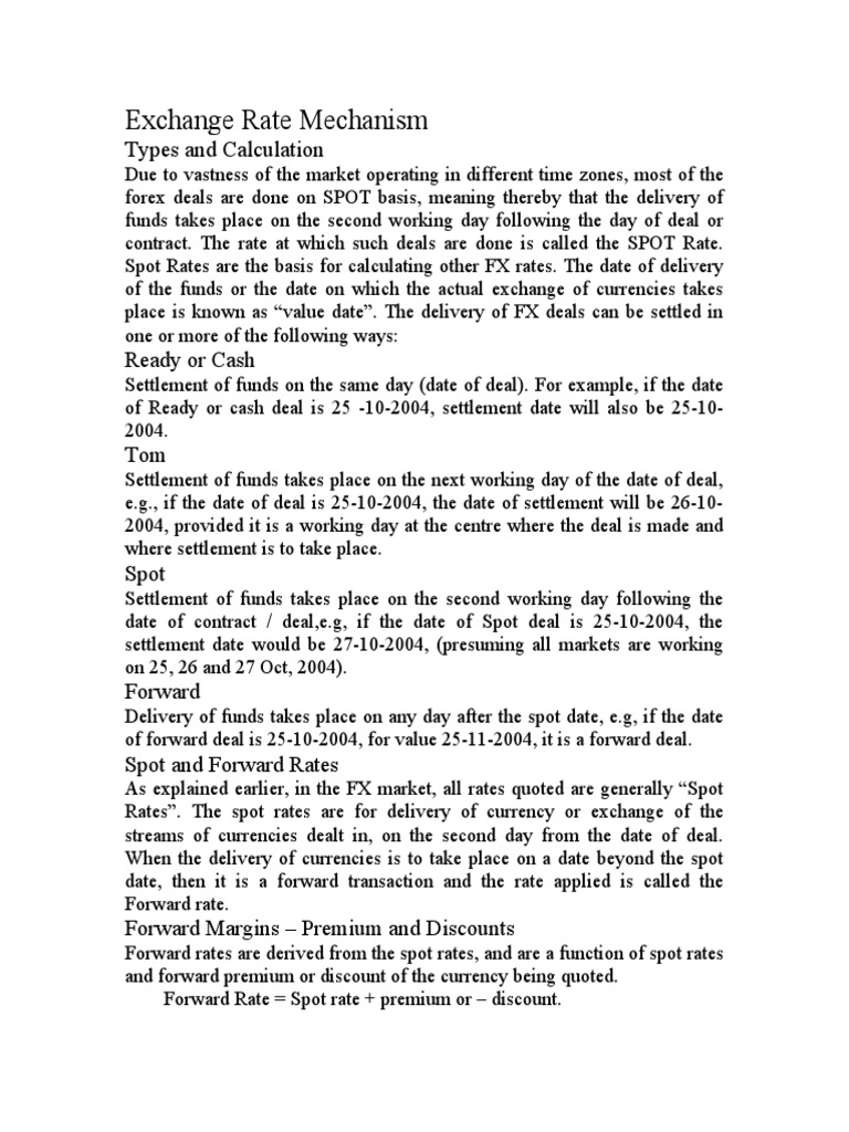 Exchange Rate Calculation Types Spot Forward | PDF | Foreign Exchange ...
