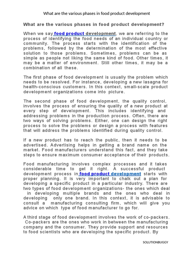 Food Product Development | PDF