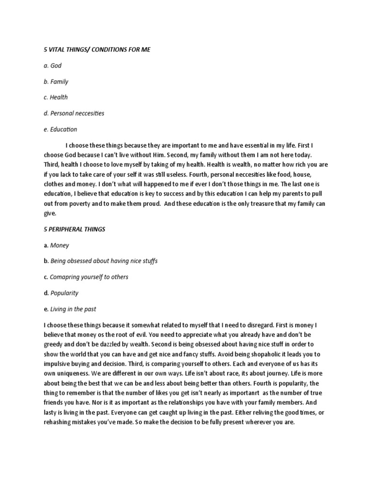 5 Vital and 5 Peripheral Things | PDF