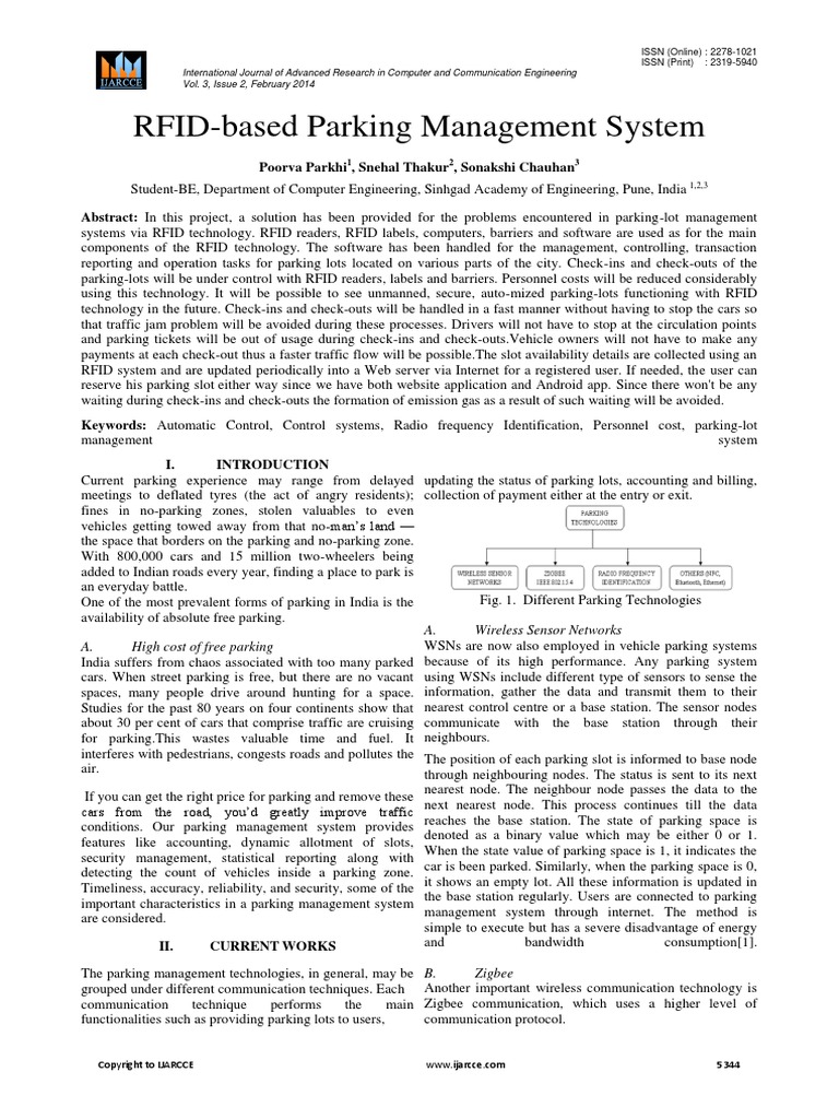 RFID-based Parking Management System | PDF | Radio Frequency ...