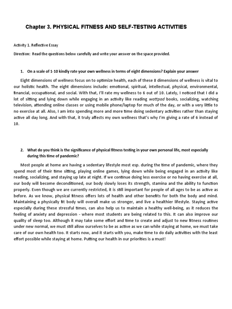 Physical fitness and self-testing activities | PDF | Physical Fitness ...