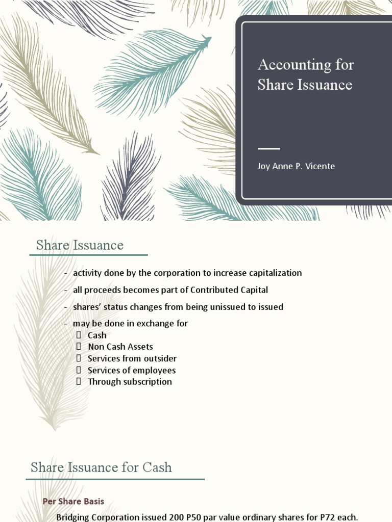 Accounting For Share Issuance | PDF | Equity (Finance) | Present Value