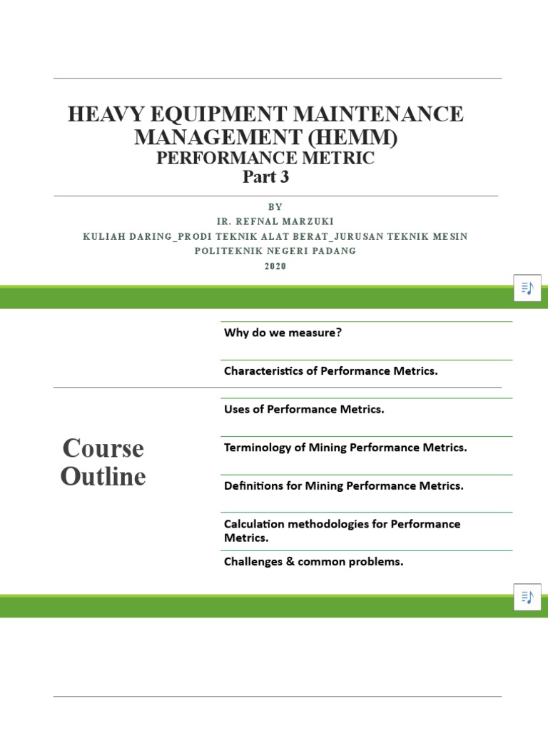 Heavy Equipment Maintenance Management (Hemm) : Performance Metric ...
